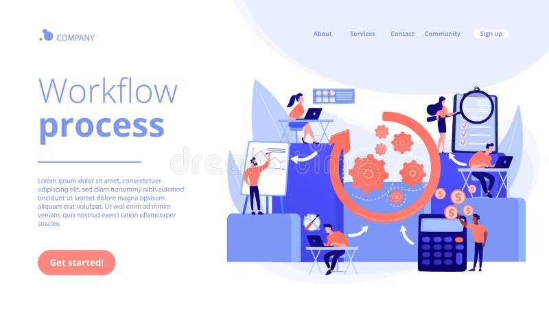 Workflow Processes Concept Landing Page. Stock Vector - Illustration of ...