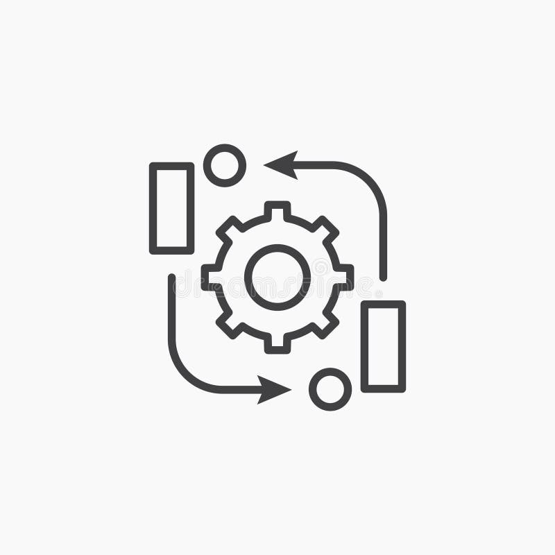 Workflow Process Icon Set. Operations Gear and System Flow Vector ...