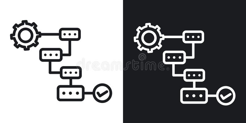 Workflow Process Icon Set. Operations Gear and System Flow Vector ...