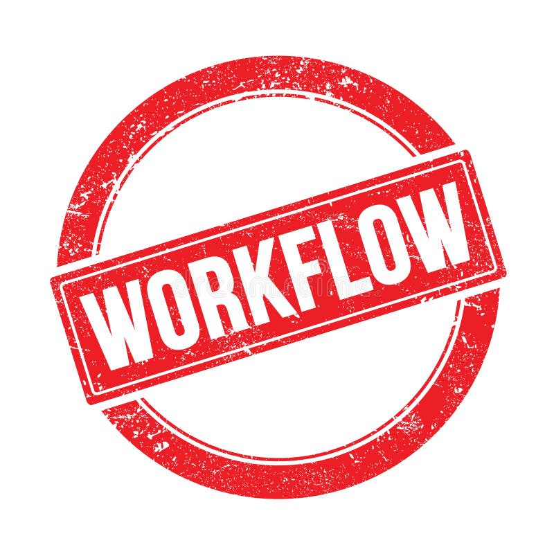 WORKFLOW Text on Red Grungy Round Stamp Stock Illustration ...