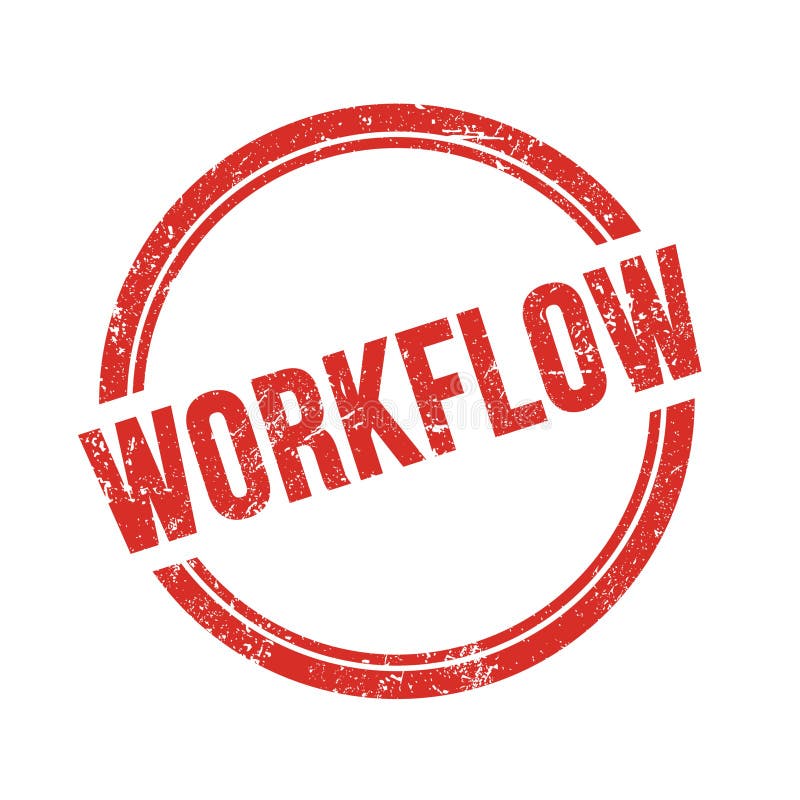 WORKFLOW Text Written on Red Grungy Round Stamp Stock Illustration ...