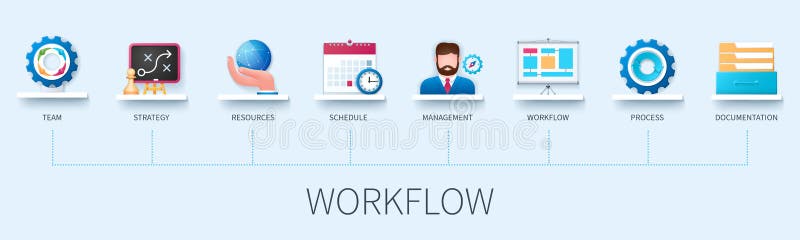 Workflow Vector Infographic in 3D Style Stock Vector - Illustration of ...