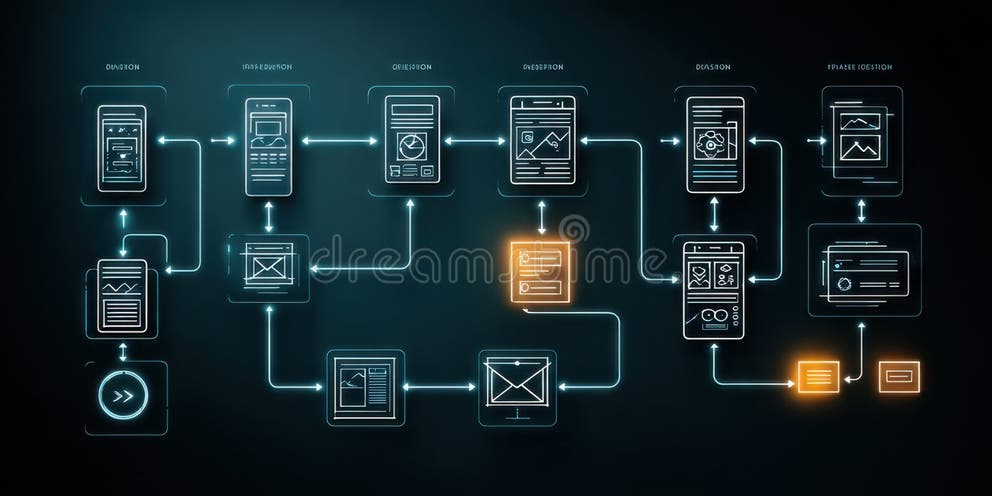Workflow Visualization Showcasing Digital Processes and Interfaces in a Streamlined Manner for ...