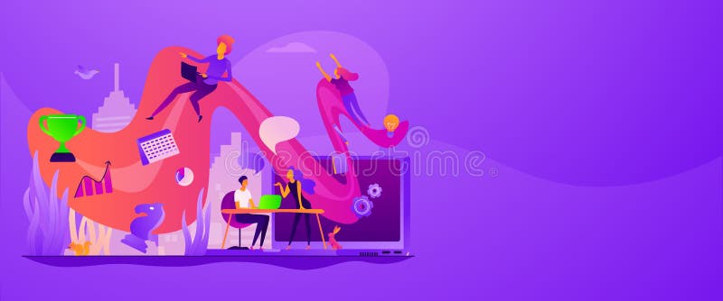 Workflow Web Banner Concept. Stock Vector - Illustration of purple ...