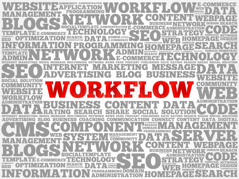 WORKFLOW word cloud stock illustration. Illustration of improve - 206208685