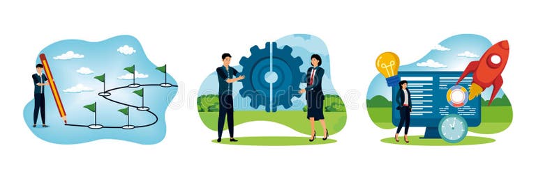 Workflow or Working Process. Business Integration. Project Implementation Concept. Stock Vector ...