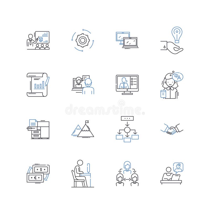 Workforce Control Line Icons Collection Efficiency Productivity
