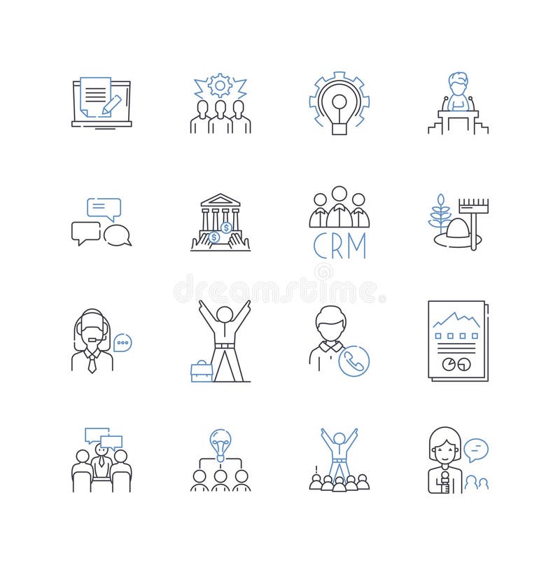 Workforce Efficiency Line Icons Collection Productivity Optimization