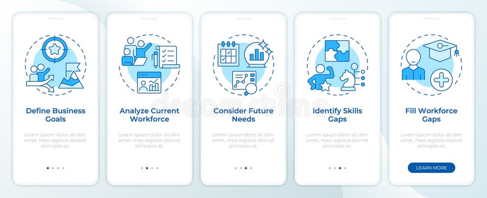 Workforce Forecasting Blue Onboarding Mobile App Screen Stock Vector ...