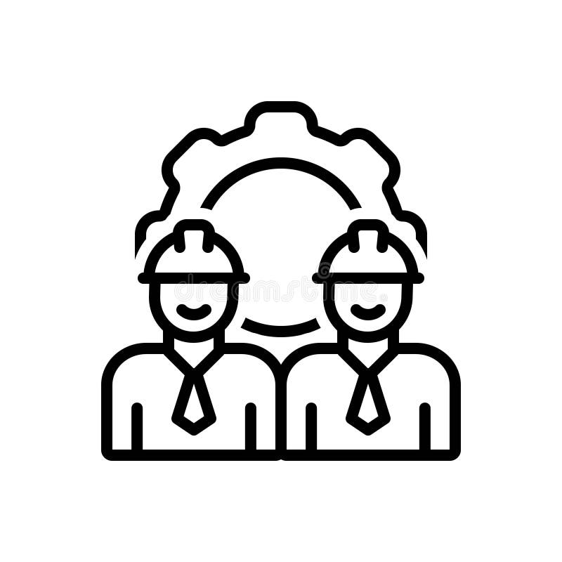 Black Line Icon for Workforce, Labor Pool and Gear Stock Vector ...