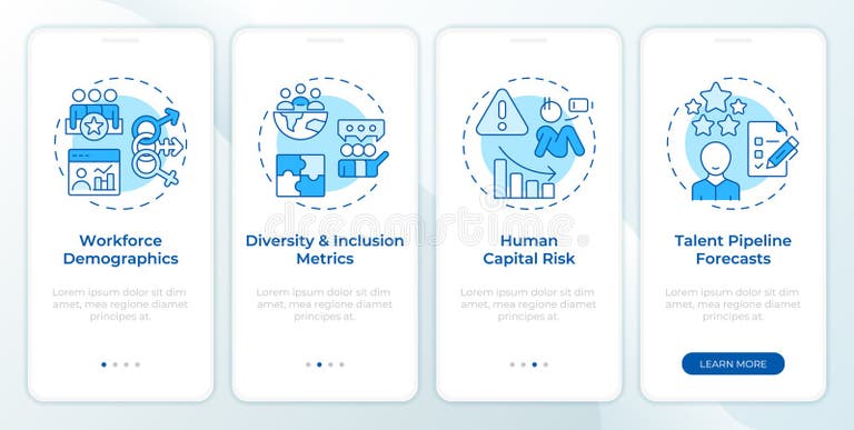 Workforce Insights Blue Onboarding Mobile App Screen Stock Illustration ...