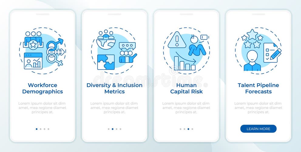 Workforce Insights Blue Onboarding Mobile App Screen Stock Illustration ...