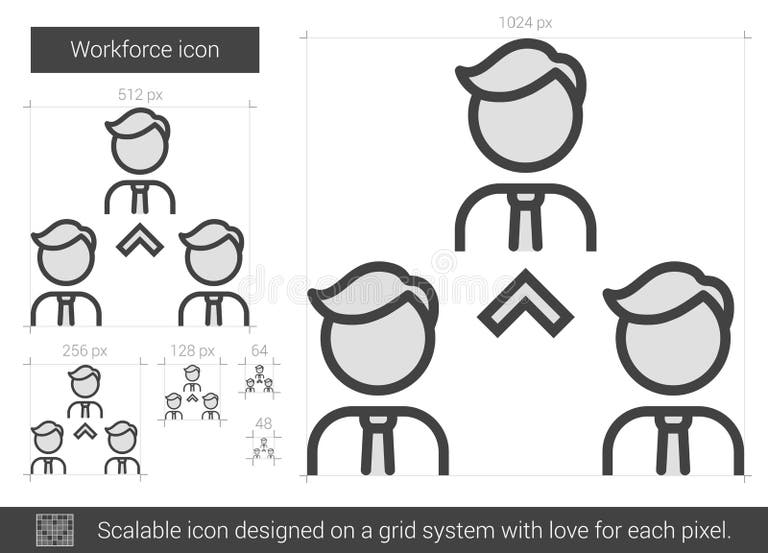 Workforce line icon. stock vector. Illustration of boss - 80686444