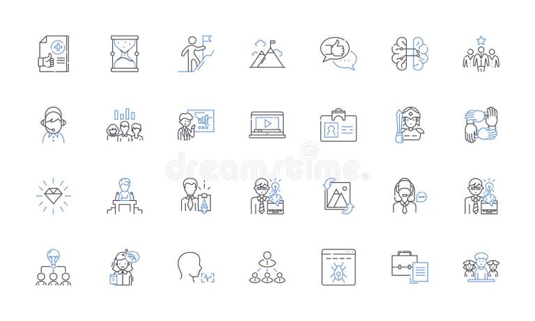 Workforce Optimization Line Icons Collection. Efficiency, Productivity ...