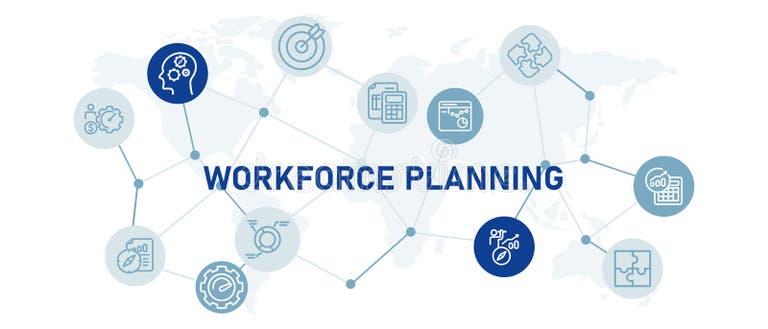 Workforce Planning Icon Set with Illustration Company Idea Strategy ...