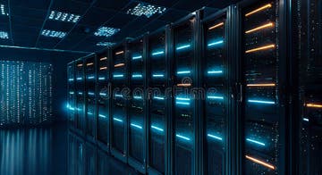 Working AI Data Center Full of Rack Servers and Supercomputers ...