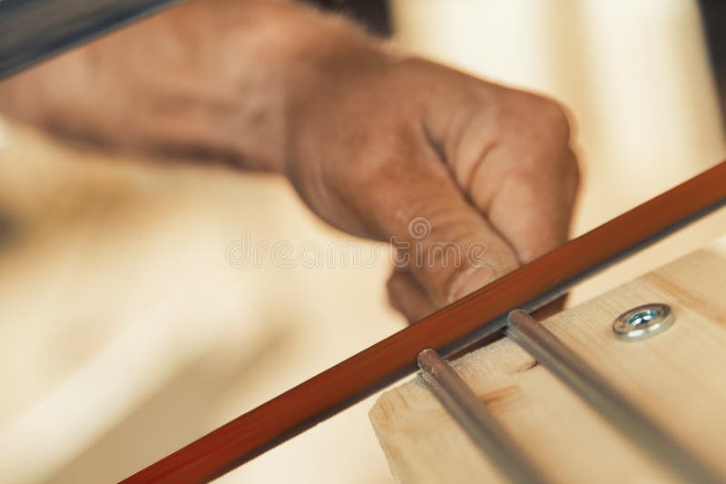 Working on Aluminum Inserts for Smooth Drawer Movement Stock Image ...