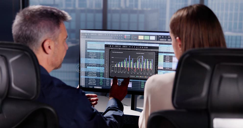 Working Analyst at Desktop Computer Stock Photo - Image of clipboard ...