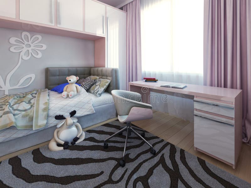 Working area in bedroom stock photo. Image of blanket - 56454604