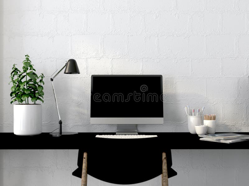 Working Area in the Interior Stock Illustration - Illustration of room ...