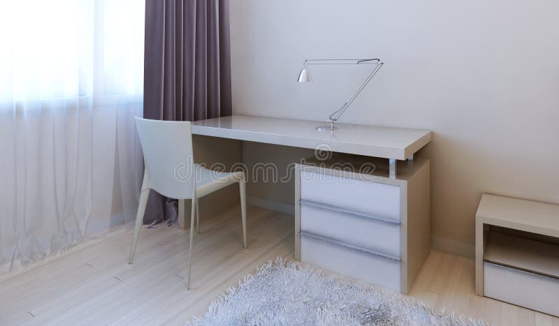 Working Area Modern Bedroom Stock Image - Image of contemporary ...