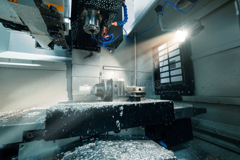 Working Area of Modern CNC Milling Machine Stock Image - Image of heavy ...