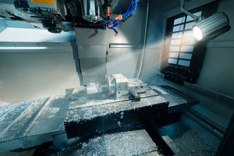 Working Area of Modern CNC Milling Machine Stock Image - Image of ...