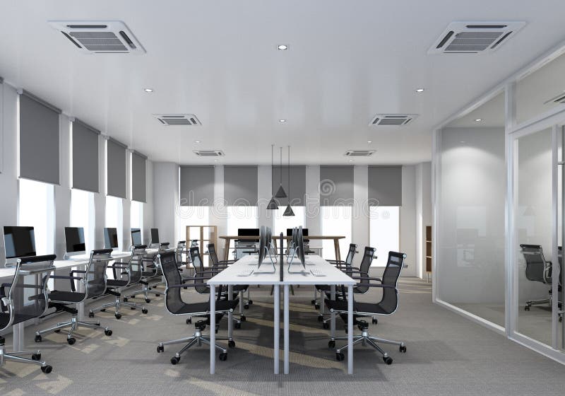 Working Area in Modern Office Stock Illustration - Illustration of ...