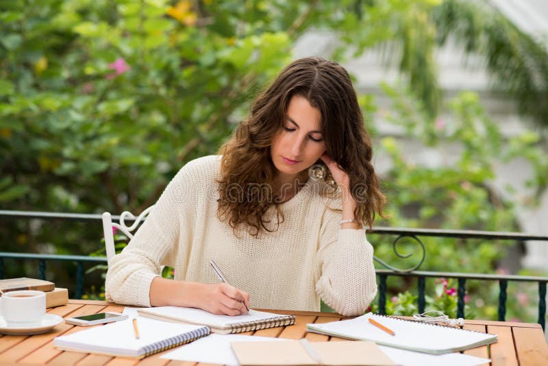 Female Copywriter Working On Article Stock Photo - Image of women ...