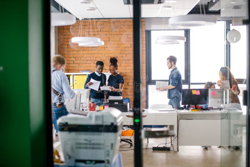Working Atmosphere in Editorial Office Stock Image - Image of glass ...
