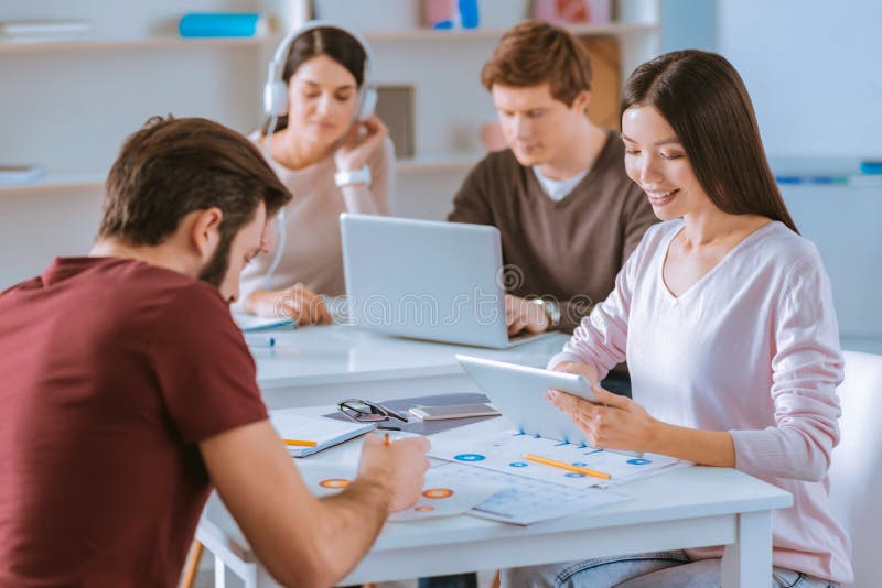 Busy Two Colleagues Immersing in Work Stock Image - Image of colleagues ...