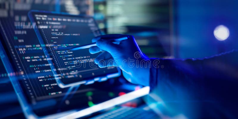 Working Atmosphere of a Programmer at Home, Background. Programming ...