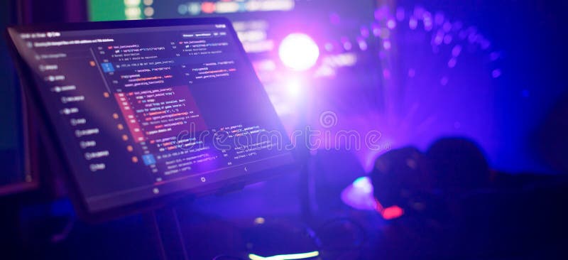 Working Atmosphere of a Programmer at Home, Background. Programming ...