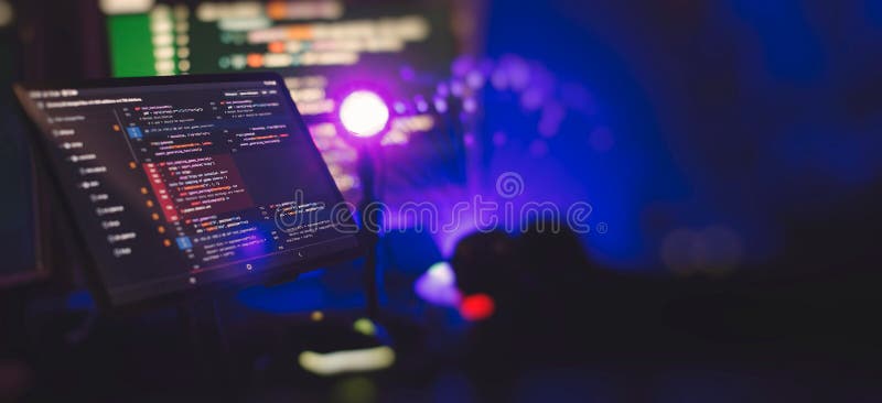 Working Atmosphere of a Programmer at Home, Background. Programming ...