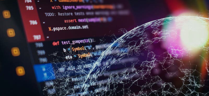 Working Atmosphere of a Programmer at Home, Background. Programming Code Abstract Screen Stock ...