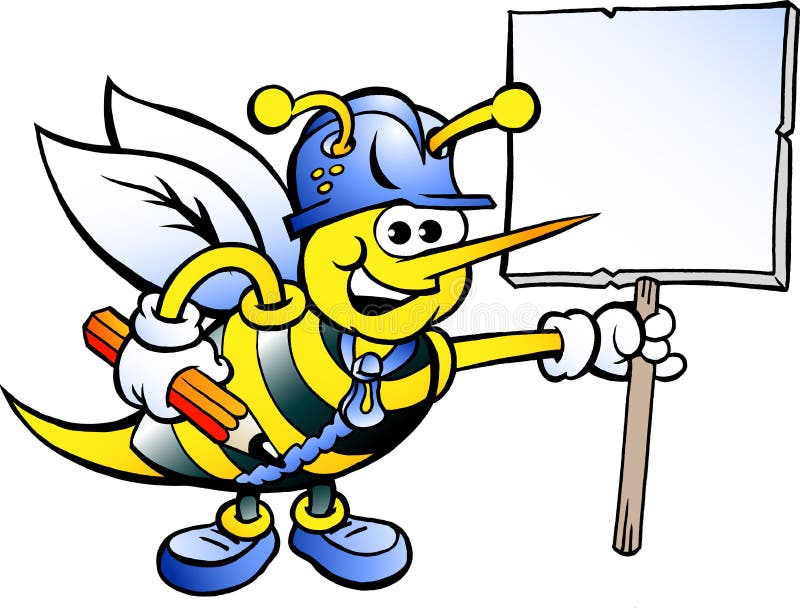 Working Bee Holding a Sign stock vector. Illustration of mascot - 47862132