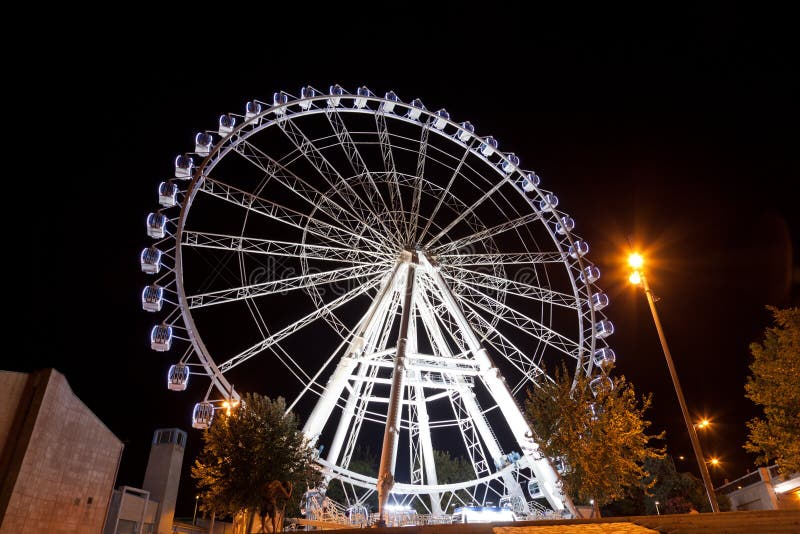 Working Big Wheel at Night in Zaragoza Stock Image - Image of cityscape ...