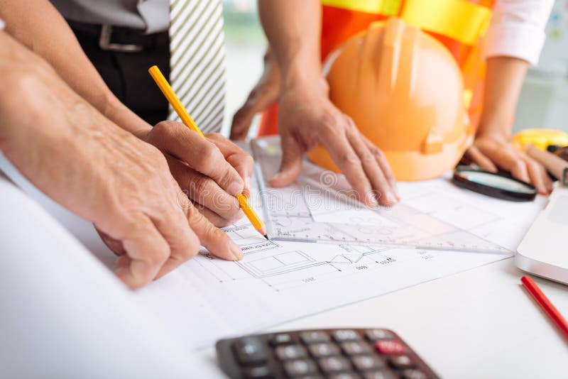 Working on blueprint stock photo. Image of development - 46225300