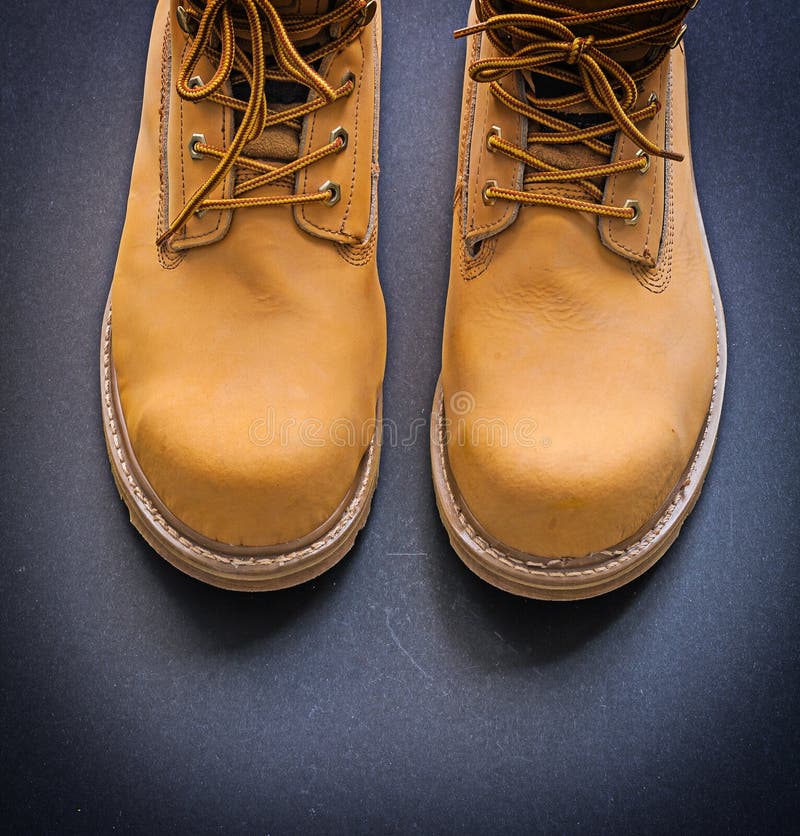 Working Boots on Black Background Very Close Up Stock Image - Image of ...