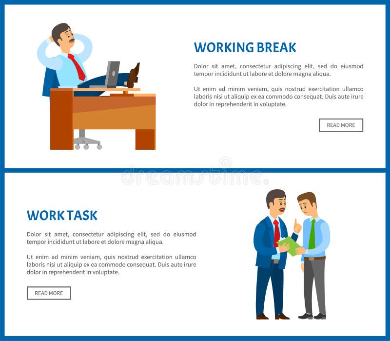 Working Break, Boss Resting in Office, Task Info Stock Vector ...