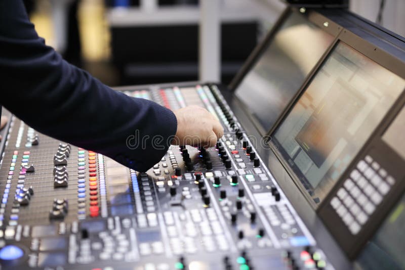 Working with Broadcast Audio Mixing Console Stock Photo - Image of ...