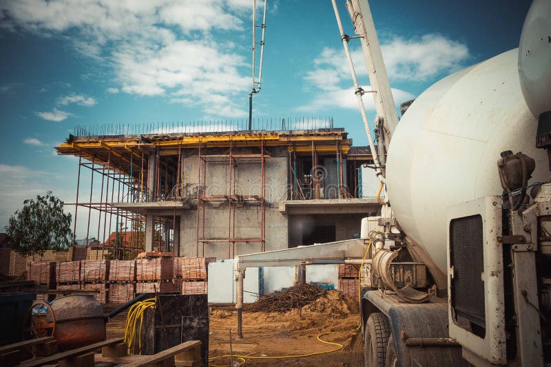 Working and Building on New House Project Stock Image - Image of ...