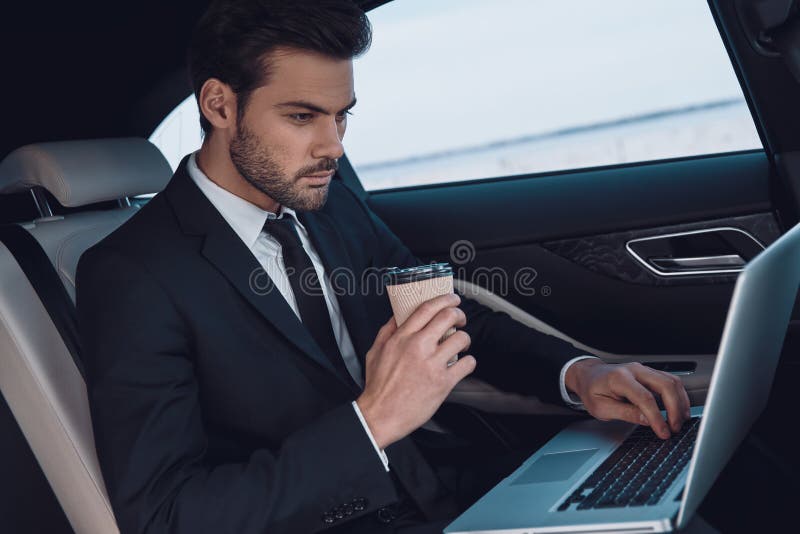 Working from car. stock image. Image of expertise, formalwear - 146902433