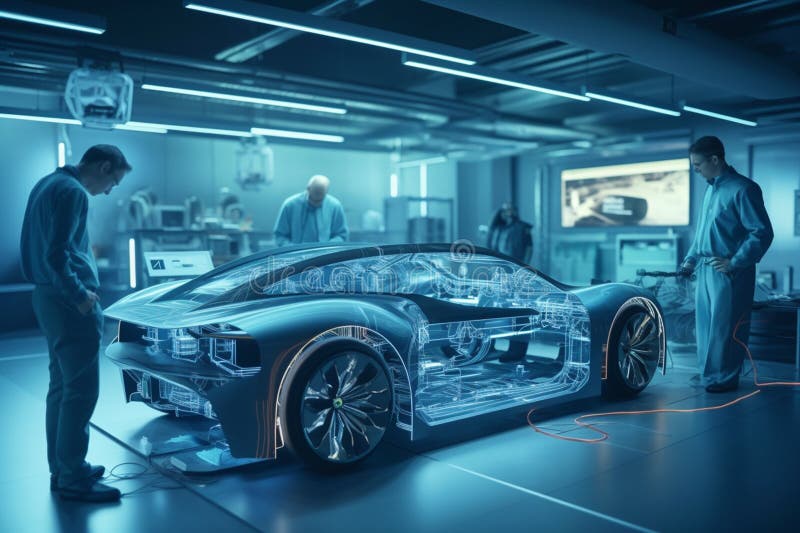 Working Car Internal Combustion Engine Scheme with Chassis and Wheels ...