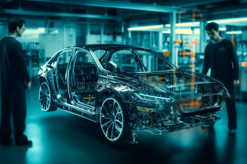 Working Car Internal Combustion Engine Scheme with Chassis and Wheels ...