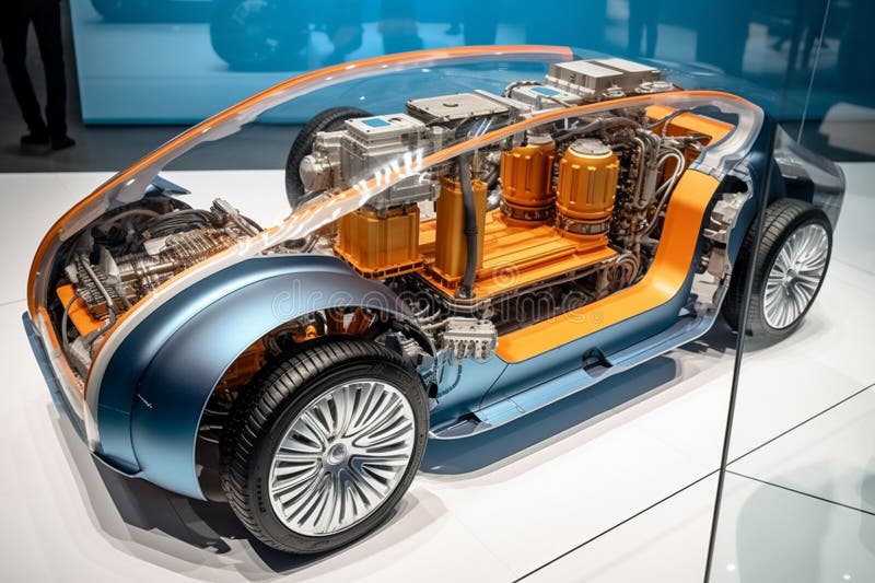 Working Car Internal Combustion Engine Scheme with Chassis and Wheels ...