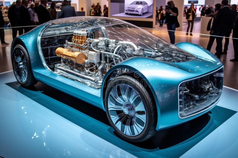 Working Car Internal Combustion Engine Scheme with Chassis and Wheels ...