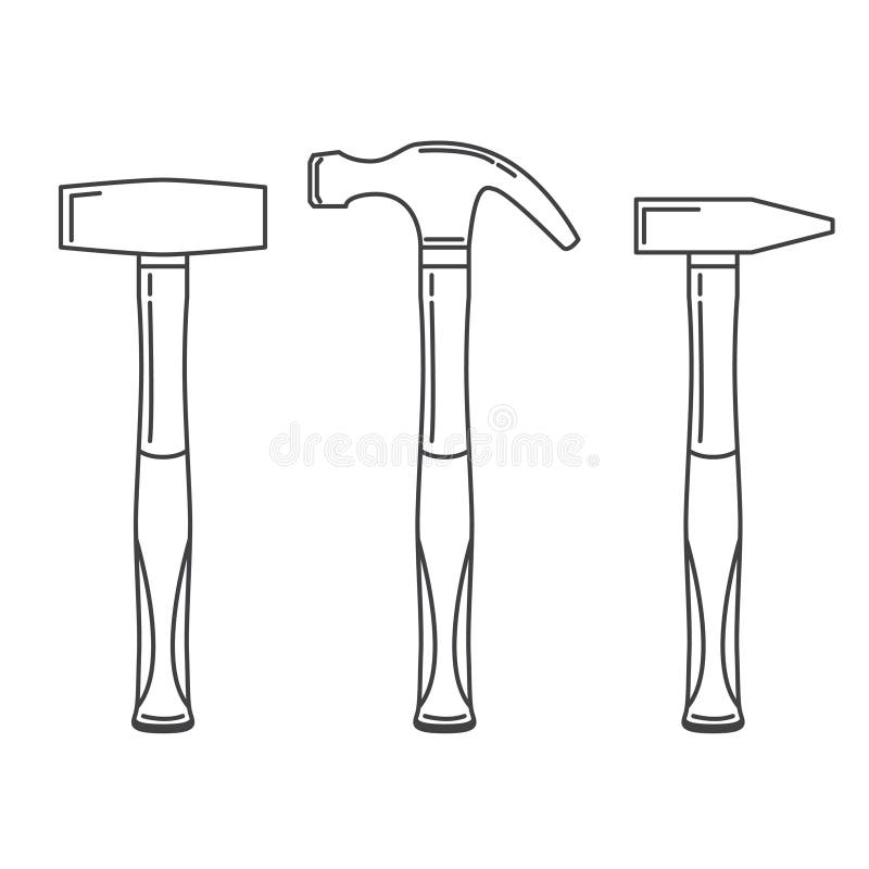 Working Carpenter S Tool. Set Different Hammers, Mallets, Nail-catcher ...