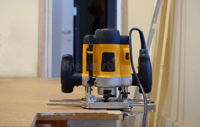 Working with a Carpentry Router Stock Image - Image of construction ...