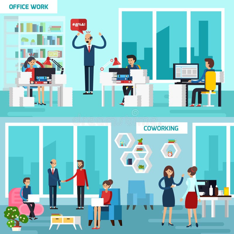 Workspace Banner Set stock vector. Illustration of modern - 54934748